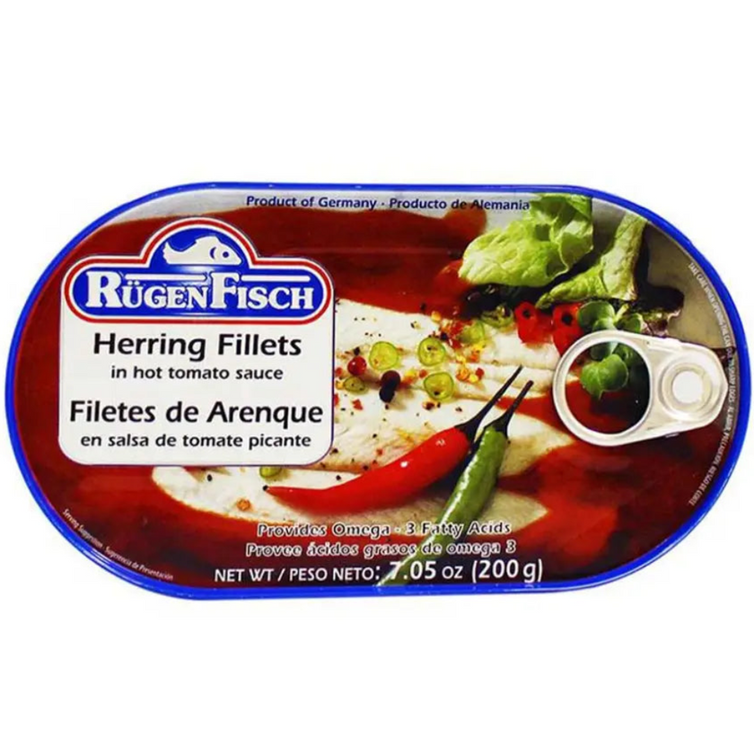 Rugen Fisch Canned Fish Herring Fillets in Hot Tomato Sauce – Shop Belveder